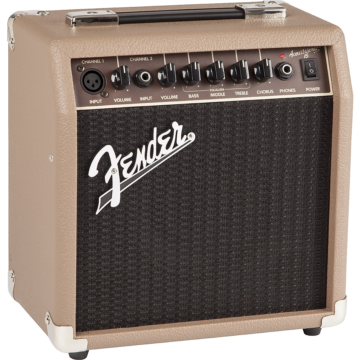 Fender Acoustasonic Guitar Amp for Acoustic Guitar, 15 Watts, 6 Inch Speaker, Dual Front-Panel inputs, 11.5Hx11.19Wx7.13D Inches, Tan