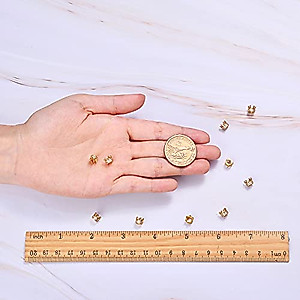 Stiesy 10 Pcs Brass Micro Pave Cubic Zirconia Crown Beads Bulk Long-Lasting Real 18K Gold Plated Spacer Loose Beads for Bracelets Necklace DIY Jewelry Making - 7x5mm