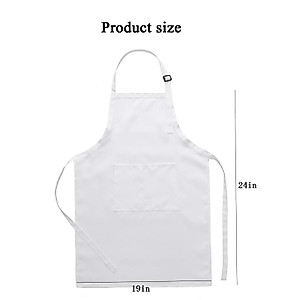 Hovoten Kids Chef Hat And Apron Set For Cooking Baking Painting,Adjustable Kids Aprons And Chef Hats Set,Chef Costume,White,4-17 Year