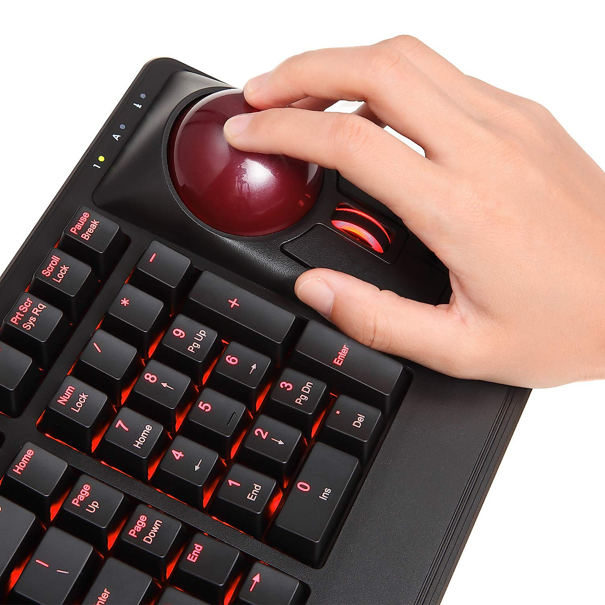 Perixx Periboard-322 Wired Mechanical Trackball Keyboard with 2 Hubs, 2.17 Inch Large Trackball, RGB Backlit Design, US English Layout (PB-322BUS-11577)