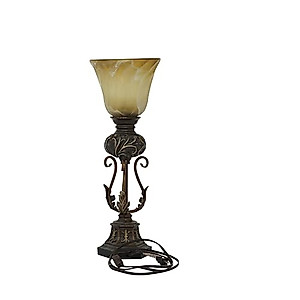 Deco 79 Metal Room Uplight Antique Style Decorative Lamp with Scrolls, Table Lamp 7" x 7" x 20", Brown