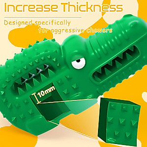 Zimtty Dog Toys, Squeaky Indestructible Dog Chew Toys for Aggressive Chewers, Tough Alligator Rubber Teething Chew Dog Toys for Large Medium Small Dog (Green Crocodile)