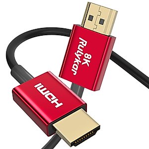 Rulykar Thin 8K HDMI 2.1 Cable 6.6FT/2M, Ultra High Speed 48Gbps, Ultra Thin HDMI 2.1 Φ3.6mm Cord,8K@60Hz, Dynamic HDR, eARC, Compatible with PS5, Xbox One, NS, GH5S, 8KUHD TV…