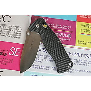 Ganzo G720-BK Tactical Folding Knife Multi Tool Window Breaker 440C Blade Black G10 Handle w/ Paper Box & Draw String Bag G720