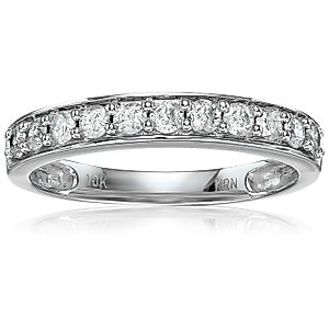 10k White Gold Round Diamond Wedding Band (1/2 cttw, I-J Color, I2-I3 Clarity), Size 7