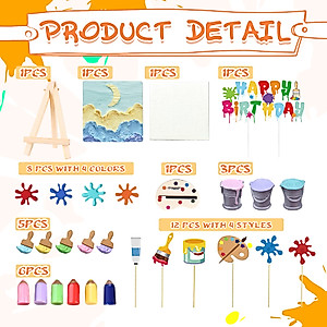 SaSbSc Art Party Cake Decorations with Paint Cupcake Topper Cute Paint Party Supplies Art Themed Birthday Favors for Kid Slime Party Graffiti Artist Birthday Party