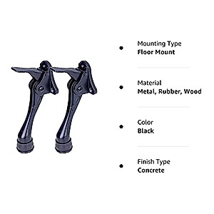 CG PLUS Door Stopper, One-Touch semi-Automatic Metal Door Stopper, with Non-Slip Rubber Tip for Wood, Concrete, Tiled, and Carpeted Floors (4inch x 2pack, Black)