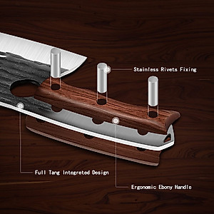 ROCOCO Serbian Chef Knife 6.5" Butcher Knife Japanese Full Tang Boning Chopping Viking Cleaver with Sheath for Kitchen Outdoor BBQ Camping Thanksgiving Christmas Gift Gift Men
