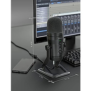 FIFINE USB Studio Recording Microphone Computer Podcast Mic for PC, PS4, Mac with Mute Button & Monitor Headphone Jack, Four Pickup Patterns for Vocals YouTube Streaming Gaming ASMR Zoom-Class (K690)