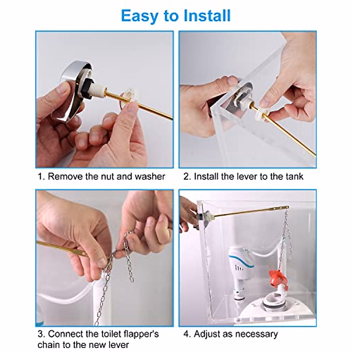 Hibbent Flush Tank Lever Compatible with TOTOTHU004-CP Trip Lvr for St701Cst854884, Toilet Trip Lever in Polished Chrome