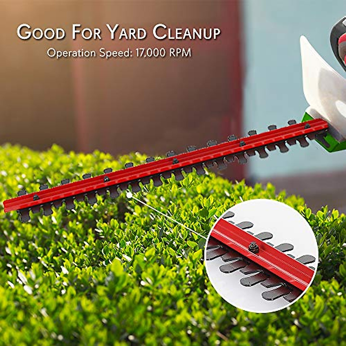 Serene Life Corded Electric Handheld Hedge Trimmer - 4 Amp Electrical High Powered Hand Garden Trimmer Tool w/ 18 Inch Blade, Trims Bush, Shrub, Grass, Small Tree Branch - SereneLife