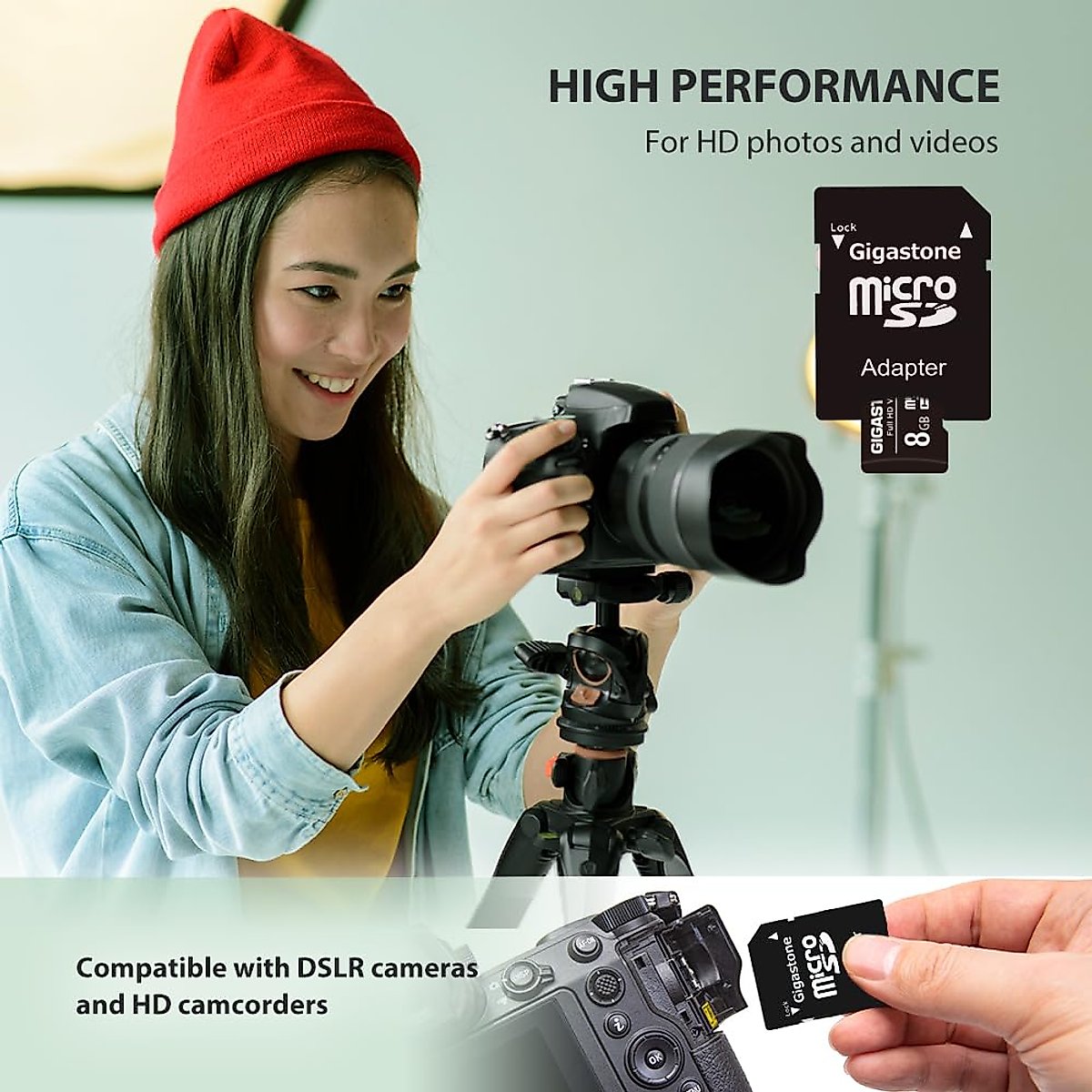Gigastone 8GB Memory Card Pack of 5 Cards, High Read Speed up to 80MB/s. Ideal for Portable Full HD Video, U1 C10 Micro SDHC UHS-I Card with 2 Mini Cases and 1 SD Adapter.
