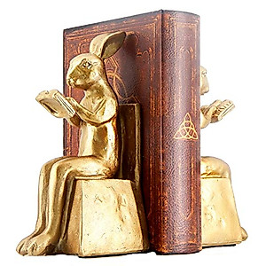 Bellaa 22883 Rabbit Bookends Studious Reading Bunny 7 Inch