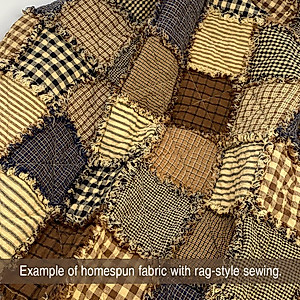 40+ Brown & Black Charm Pack 5 inch Precut Plaid Cotton Homespun Cabin Fabric Squares by JCS
