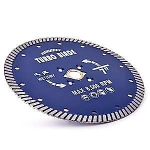 7" Diamond Turbo Blade Granite Diamond Blade for Granite Marble Porcelain Tile Wet/Dry Cutting