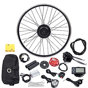 36V 350W Electric Bicycle Conversion Kit with LCD Display Controller 26" E-Bike Front Hub Motor Wheel 21mile/h (35km/h) High Speed Brushless Gearless Hub Motor Kit