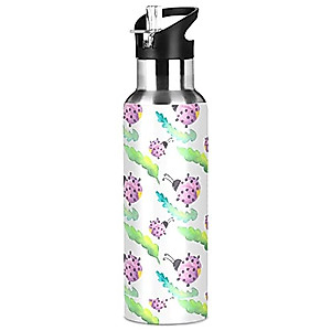 xigua Ladybug Water Bottle Double Walled Stainless Steel Leak Proof Thermo Flask for Sports Gym Cycling Outdoor,20 oz.
