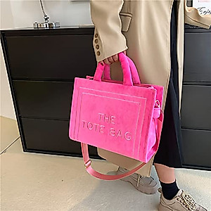 JQAliMOVV The Tote Bags for Women, Trendy Leather Tote Bags Large Top-Handle Crossbody Tote Bag Handbag for Travel Work (Pink)