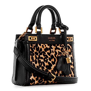 GUESS Womens Katey Satchel Crossbody Mini, Leopard, One Size US