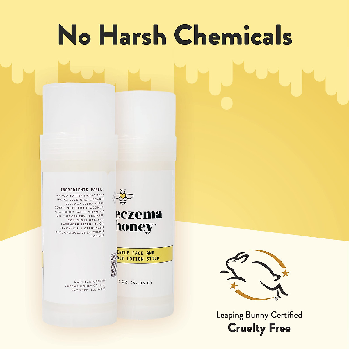 ECZEMA HONEY Gentle Face and Body Lotion Stick - Hand & Body Cream for Eczema - Natural Dry Skin Repair (2.2 Oz)