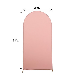 Efavormart 5ft Dusty Rose Spandex Fit Round Top Backdrop Frame Stand Cover, 2-Sided Wedding Arch Cover