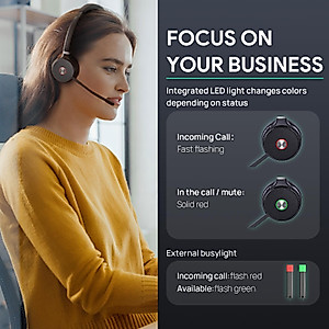 Yealink WH62 Wireless Headset with Microphone for PC Computer Laptop Zoom Teams Certified Headset for Office IP VoIP Phones DECT Headset SIP Phone for Unified Communication