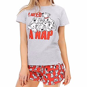 Disney Pajamas Women | 101 Dalmatians Pajama Set | Short Summer Pjs Grey XX-Large