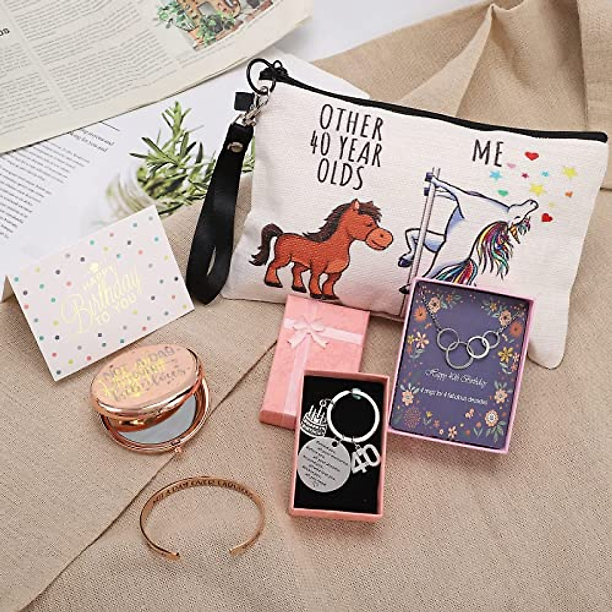 40th Birthday Gifts Women, 9 Special Unique Funny Happy Humorous Gifts for Women Tuning 40, Wife, Mom, Sister, Friends, Coworker, 40th Bday Gifts Women