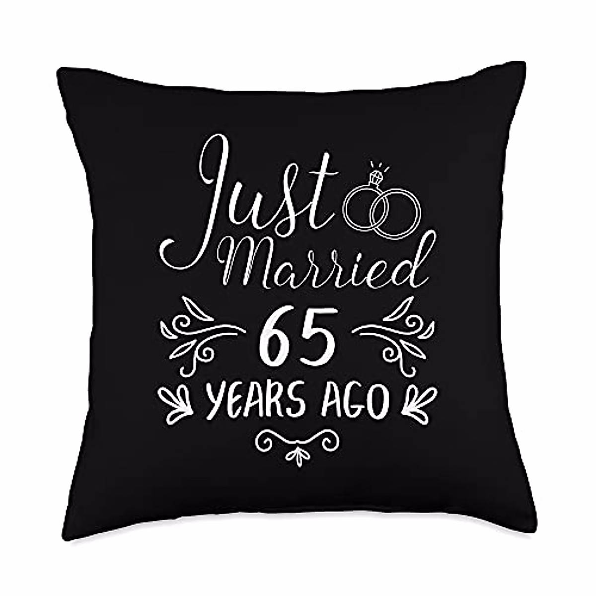 Married Couple Wedding Anniversary Gifts Co. Just Married 65 Years Ago 65Th Wedding Anniversary Couple Throw Pillow, 18x18, Multicolor
