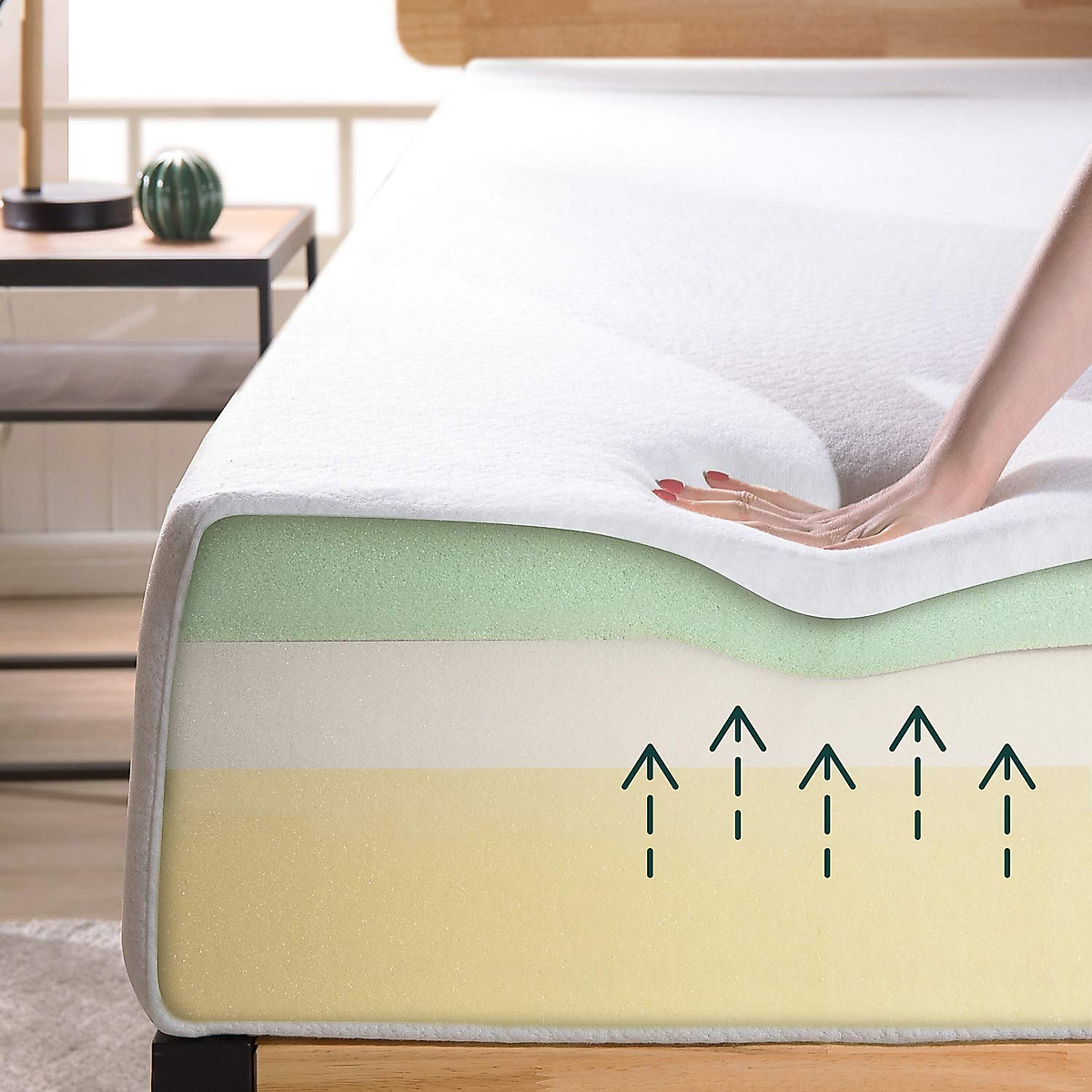 ZINUS 12 Inch Ultima Memory Foam Mattress, Pressure Relieving, CertiPUR-US Certified, and Shalini Upholstered Platform Bed Frame, Mattress Foundation, Wood Slat Support, Dark Grey, Queen