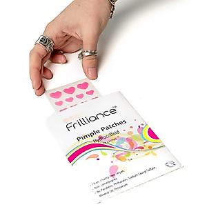 Frilliance Pink Heart Shaped Hydrocolloid Acne Pimple Patches for Zits and Blemishes (18 Count, 2 Sizes) Spot Treatment Stickers for Face & Skin, Vegan and Cruelty Free