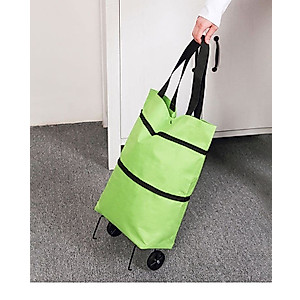 Shreejicreation Foldable Shopping Trolly Bag with Wheels Vegetable, Grocery Shopping Carry Bag Folding Travel Luggage Bag Lightweight Multiperpose [Pack of 1]