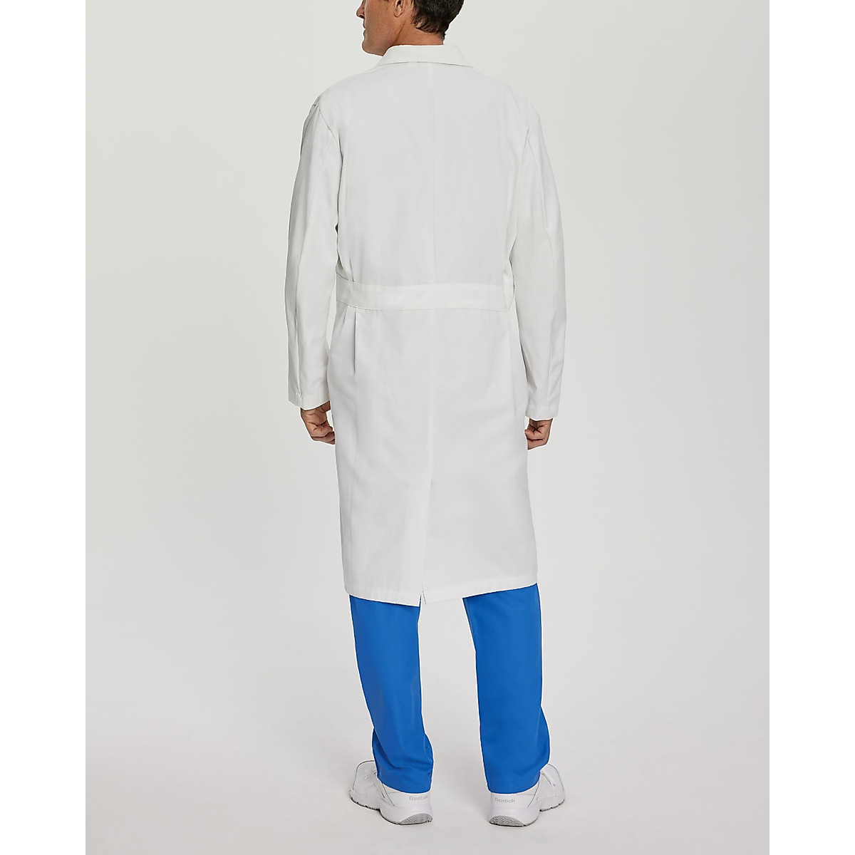 Landau Relaxed Fit 3-Pkt 5-Knot Cloth Button Full-Length Lab Coat for Men 3138, White, 42
