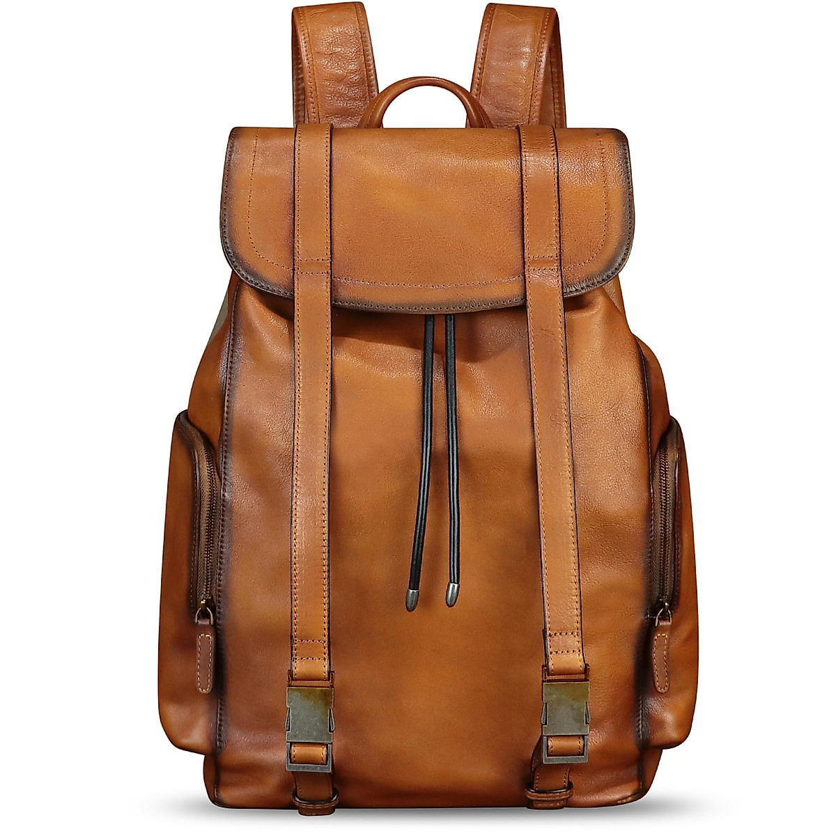 IVTG Genuine Leather Large Backpack for Men and Women Knapsack purse Rucksack Fashion Daypack High Capacity for Travel (Brown)