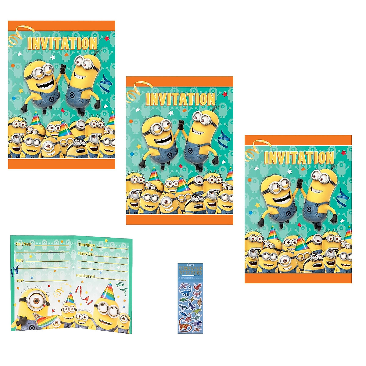 Unique Despicable Me Birthday Party Supplies Bundle Pack includes 24 Party Invitations and Envelopes