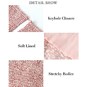 BTFBM Women Casual Short Sleeve Crew Neck Summer Dress Bohemian Floral Printed Flowy Maxi Dresses Tiered Cocktail Dress（Pink, Small