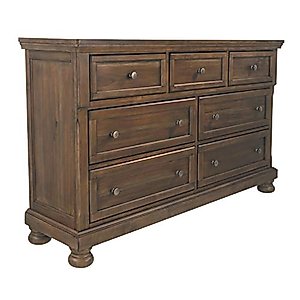 Signature Design by Ashley Flynnter Traditional 7 Drawer Dresser with Dovetial Construction, Tobacco Brown