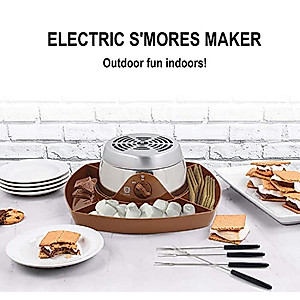 ULTICOR Electric Flameless Stainless Steel Marshmallow S'mores Maker, with 4 Compartment Tray, and 4 Roasting Forks, Indoor Safe, for Parties and Fun Times, Safe for Kids with Adult Supervision
