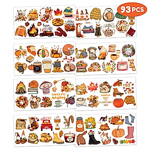 Fall Temporary Tattoos Sticker for Kids 93PCS Fall Themed Birthday Party Supplies Decorations Party Favors Autumn Pumpkin Leaf Fox Halloween Cute Kids Boy Girls Gifts Ideal School Prizes