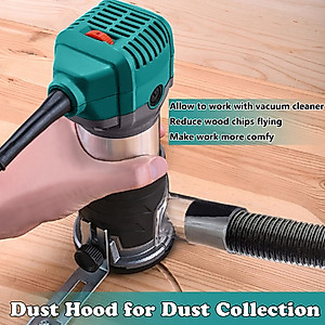 Dobetter 6.5-Amp Wood Router Tool, 1.25 HP Compact Trim Router with 6 Variable Speed, 12 Wood Router Bits, 1/4" & 3/8" Collets and Dust Hood -DBTR700