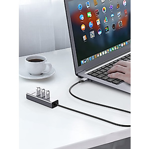 LENTION 3-Port USB 3.0 Hub with Gigabit Ethernet Adapter Compatible MacBook Air/Pro (Previous Generation), iMac, Surface, Chromebook, More Type A Laptops - Ultra Slim (CB-H23s-0.5M, Space Gray)