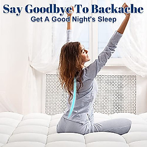 King Mattress Topper, Extra Thick Mattress Protector,Cooling Mattress Pad Cover for Back Pain, Plush & Support Bed Topper Overfilled Down Alternative with 8-21" Deep Pocket (White, King)