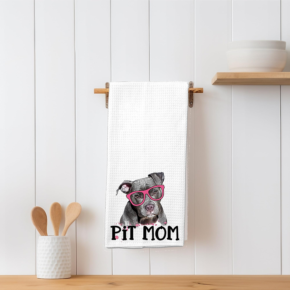 Pit Bull Mom Microfiber Kitchen Towel Gift for Animal Dog Lover