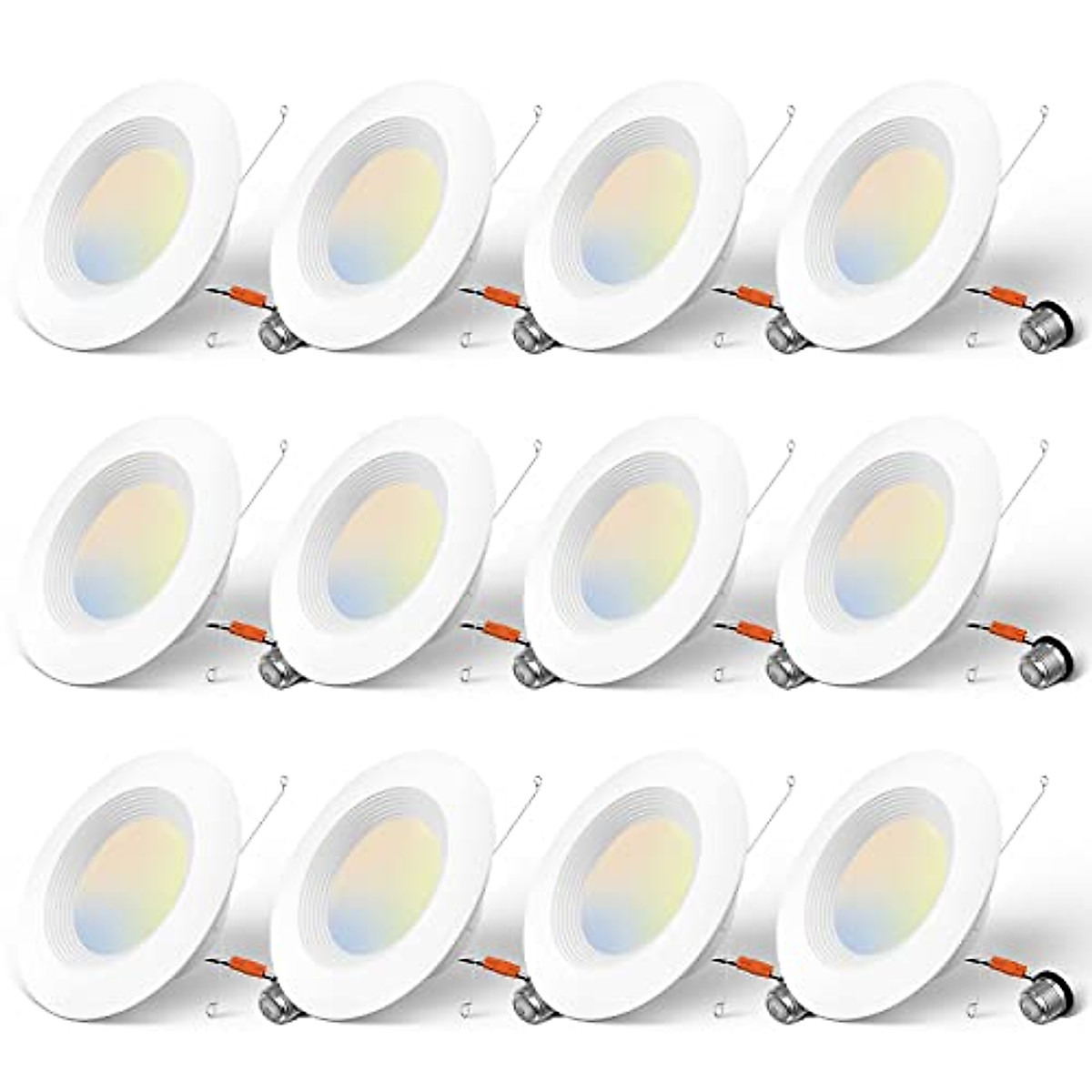 Amico 5/6 inch 5CCT LED Recessed Lighting 12 Pack, Dimmable, Damp Rated, 12.5W=100W, 950LM Can Lights with Baffle Trim, 2700K/3000K/4000K/5000K/6000K Selectable, Retrofit Installation - ETL & FCC
