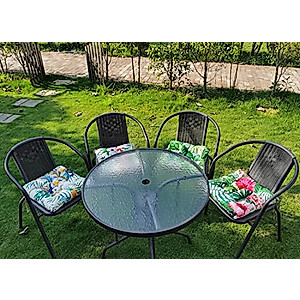 ADK SKY Seat Cushion Tropical Plants Flamingo Chair Pads for Dining Chairs, Office Chair, Car, Floor, Outdoor, Patio，Machine Wash & Dryer Friendly 4 Pack 16"×16"