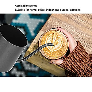 Ikunde 250ml Stainless Steel Hanging Ear Coffee Pot Gooseneck Spout Tea Kettle Pour Over Pot Black