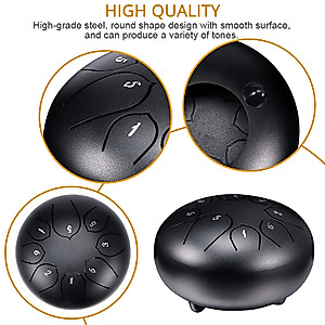 Vilihkc 6 inch 8 note Steel Tongue Drum,Percussion Instrument Handpan Drum C Key with Bag, Music Book and Mallets for Meditation Entertainment Musical Education Concert Yoga