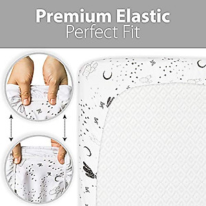 Baby Bassinet Sheets for Boy and Girl (3 Pack) - 100% Natural & Breathable Cotton Sheet Set - Universal Fitted for Oval, Hourglass & Rectangle Bassinet Mattress - Size 32 x 17 x 2 Inches (Grey)