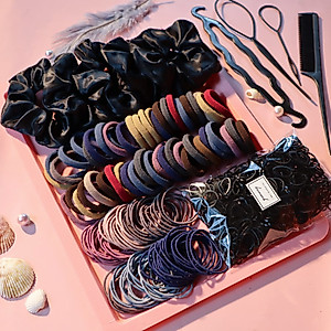 YANRONG 755PCS Hair Accessories for Woman Set Seamless Ponytail Holders Variety Hair Scrunchies Hair Bands Scrunchy Hair Ties For Thick and Curly (Mix)