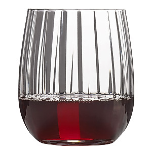 Mikasa Gail Optic Set of 4 Double Old Fashioned Stemless Glasses, 16-Ounce, Clear